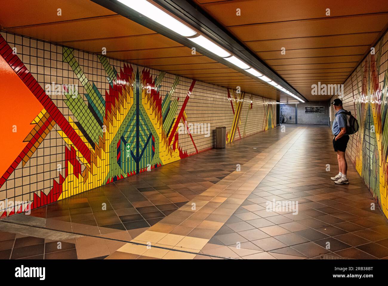 U Siemensdamm U-Bahn Underground railway station colourful interior ...