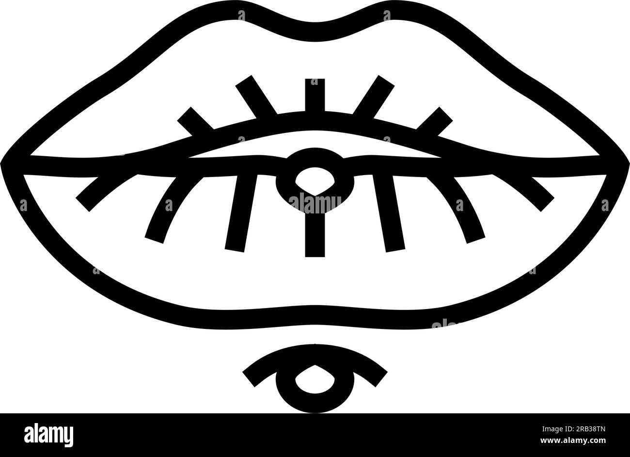 lip piercing fashion beauty line icon vector illustration Stock Vector ...