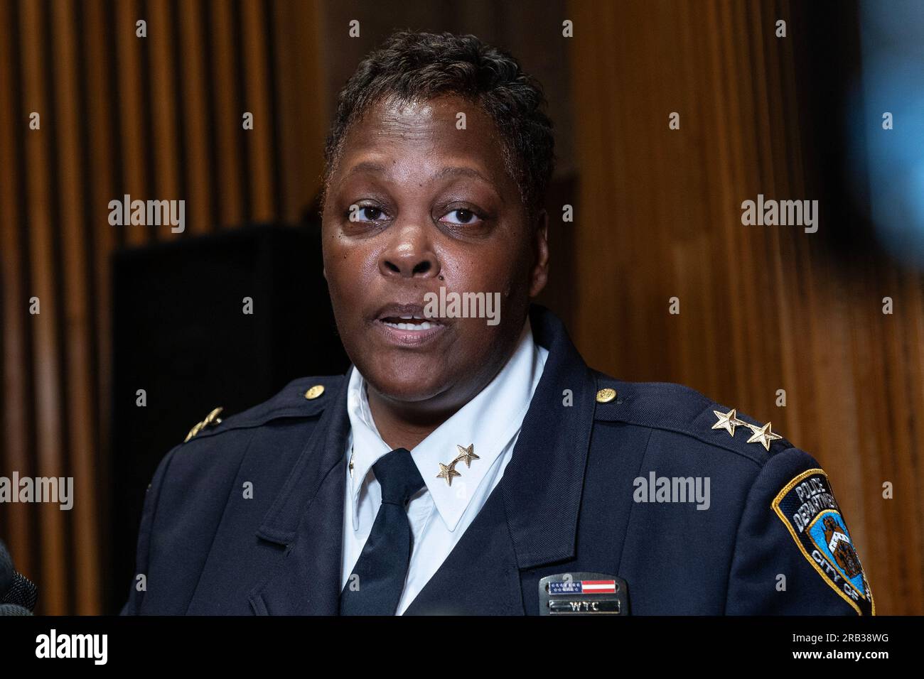 New York, New York, USA. 6th July, 2023. Chief Judith Harrison speaks at press briefing ...