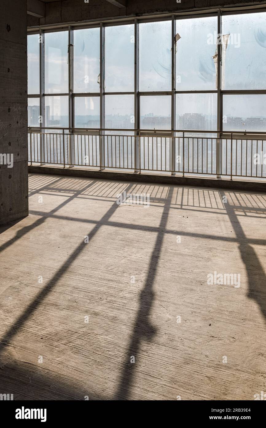 The sunshine is shining inside the newly constructed building Stock ...