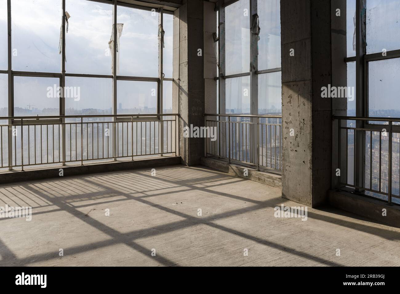 The sunshine is shining inside the newly constructed building Stock ...