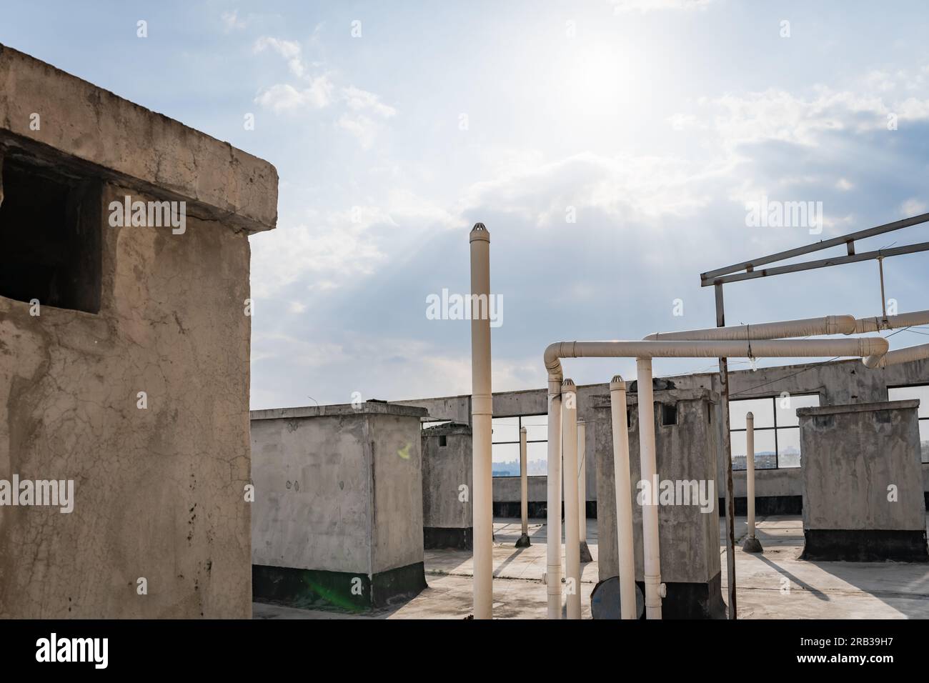 The chimney on the rooftop Stock Photo - Alamy