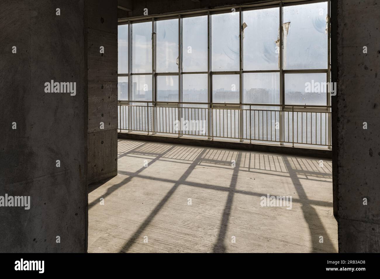 The sunshine is shining inside the newly constructed building Stock ...