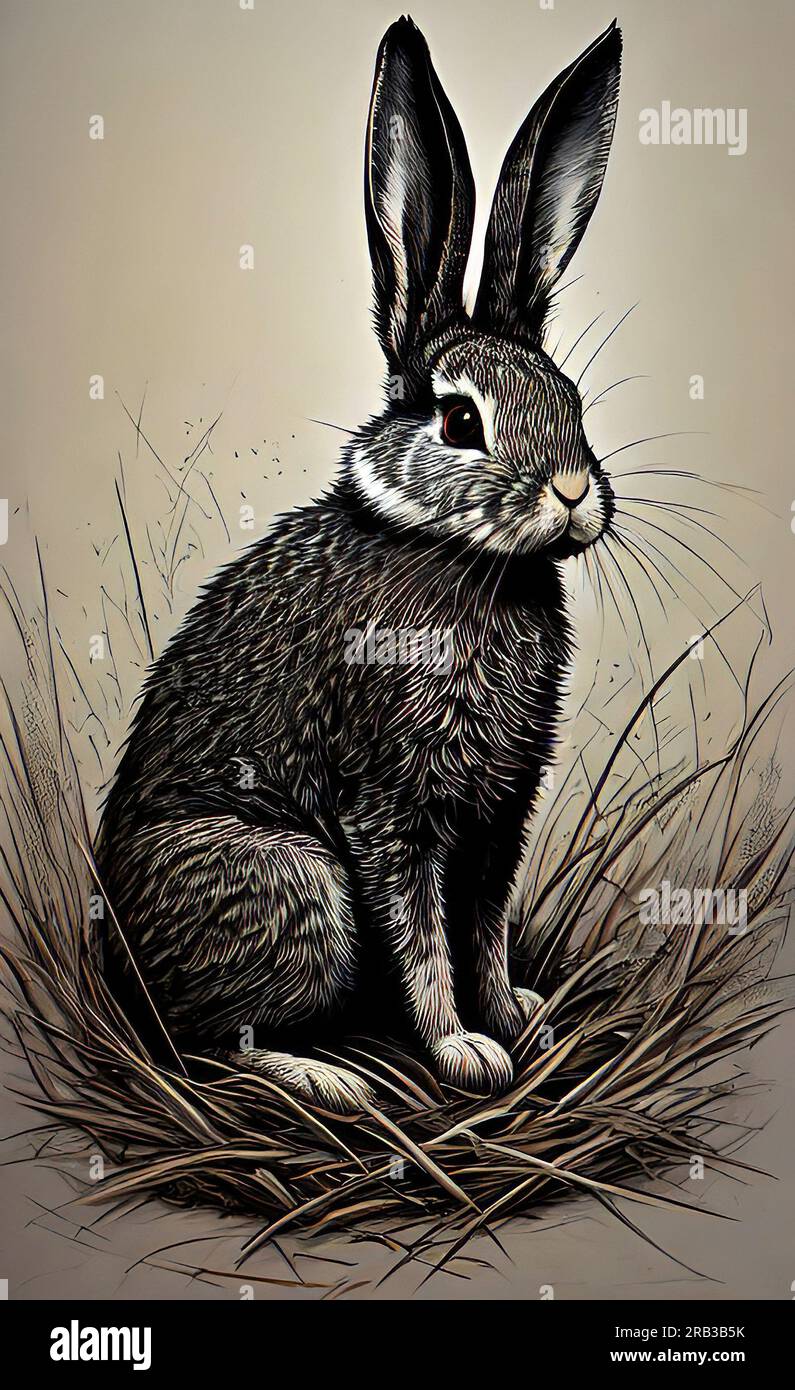 Rabbit illustration portrait hi-res stock photography and images - Alamy