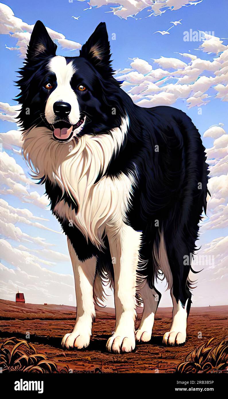 Border collie artwork hi-res stock photography and images - Alamy