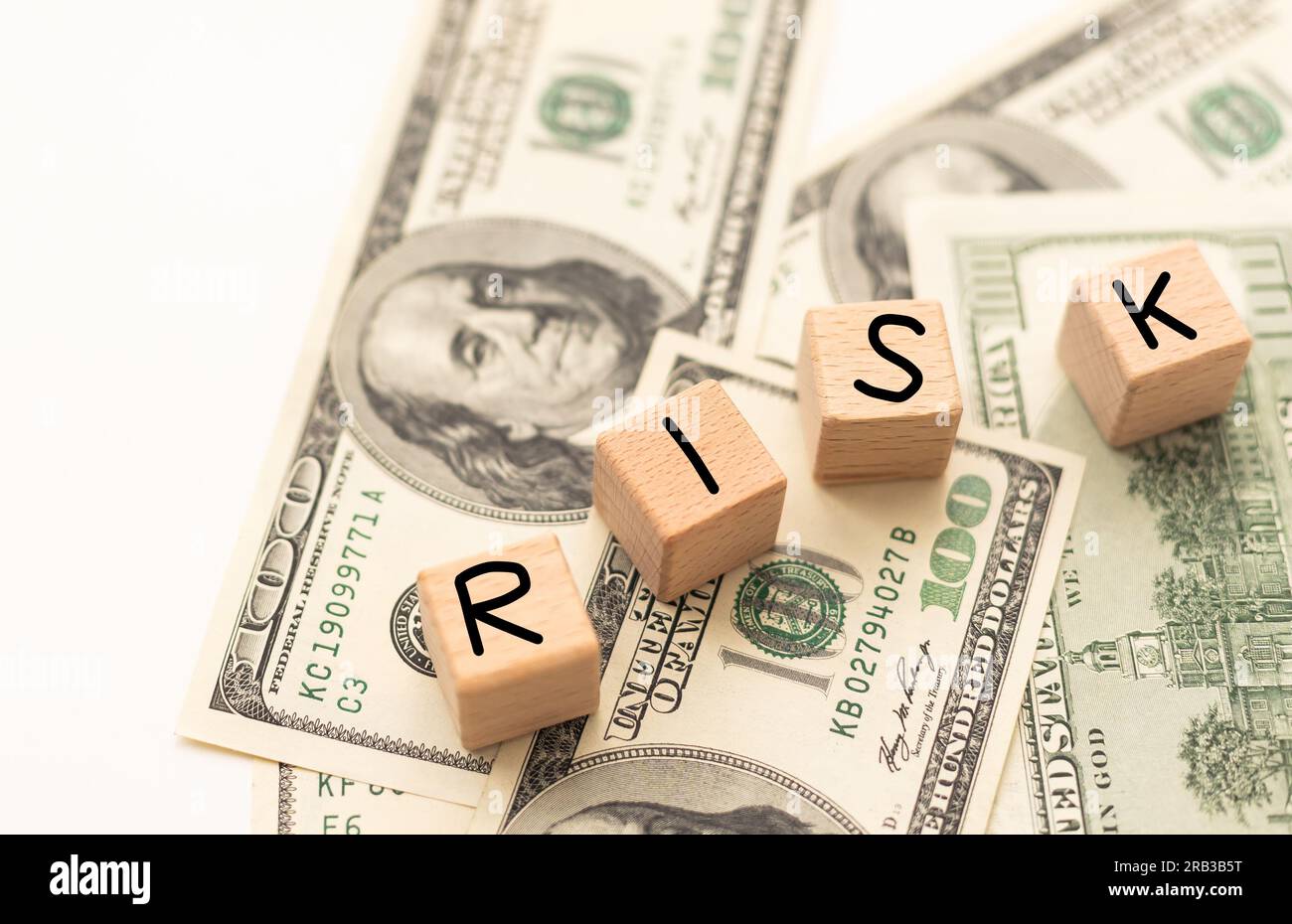 Business concept of dollar bills and the text risk. top view. Finance ...