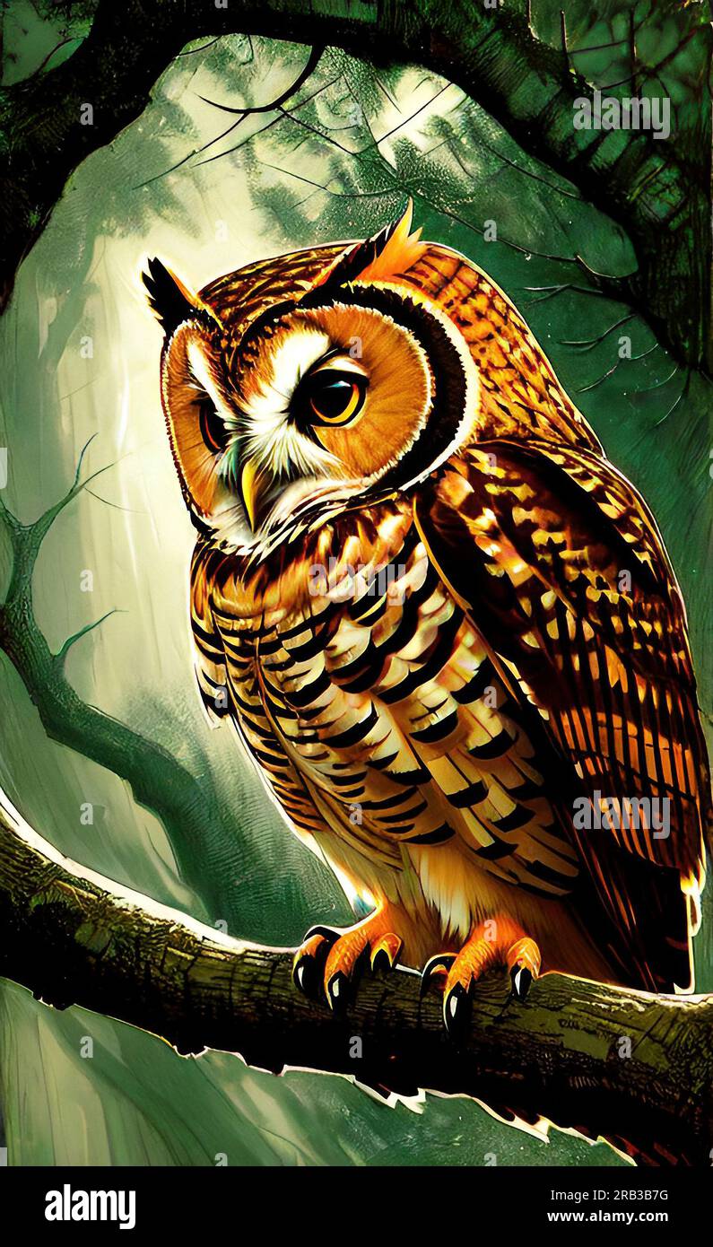 Owl tree art hi-res stock photography and images - Alamy