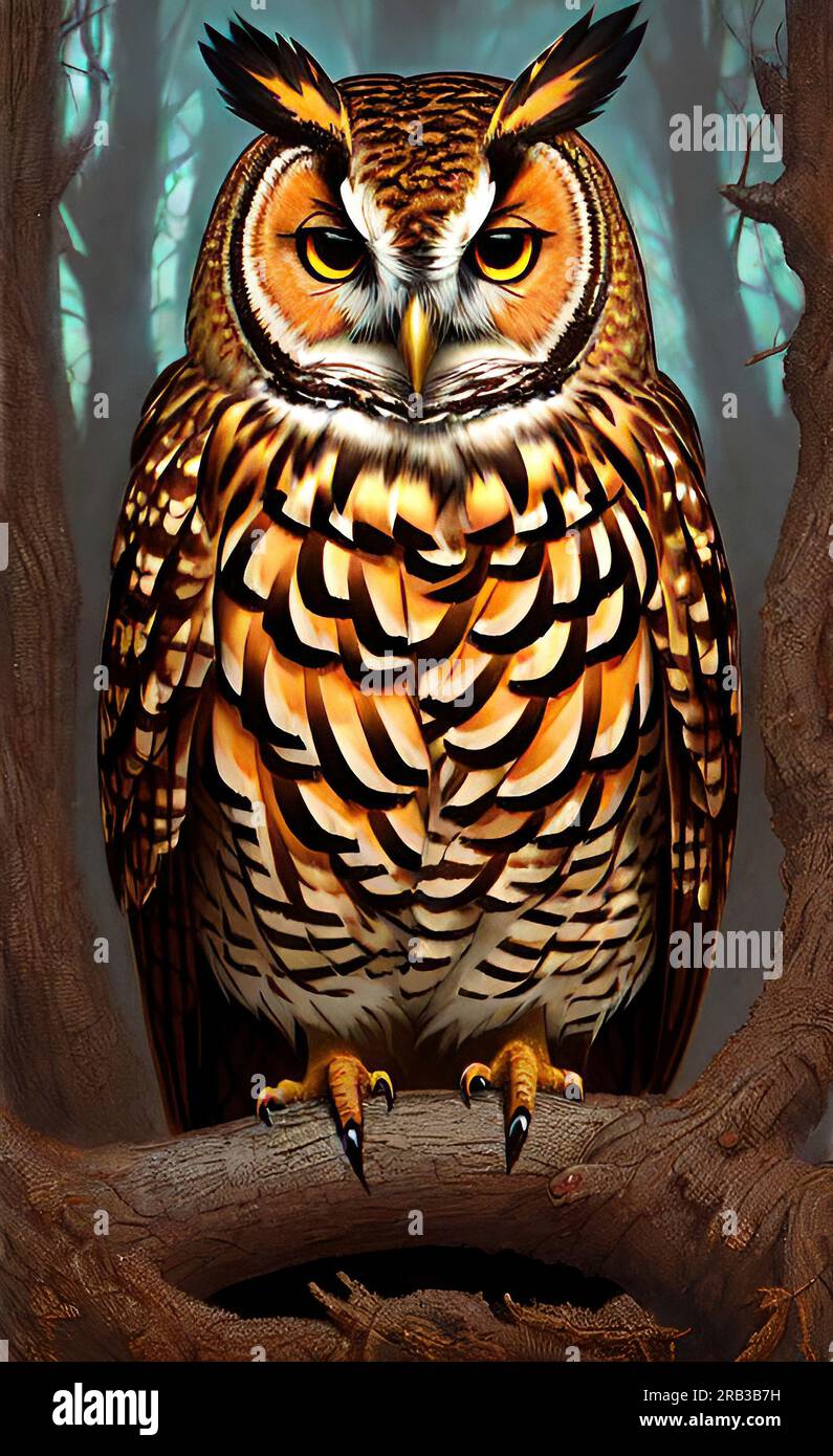 Owl In Tree Art