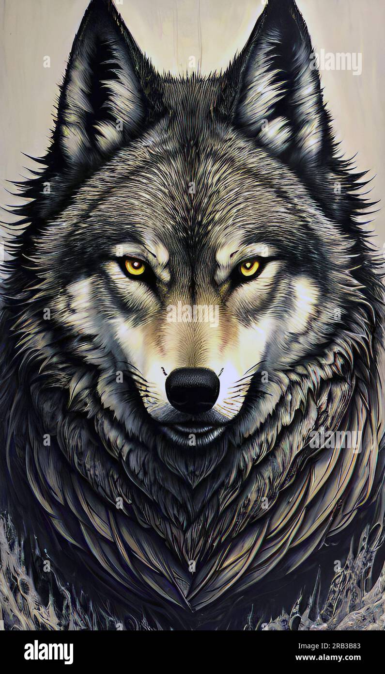 Realistic Wolf Head Drawing