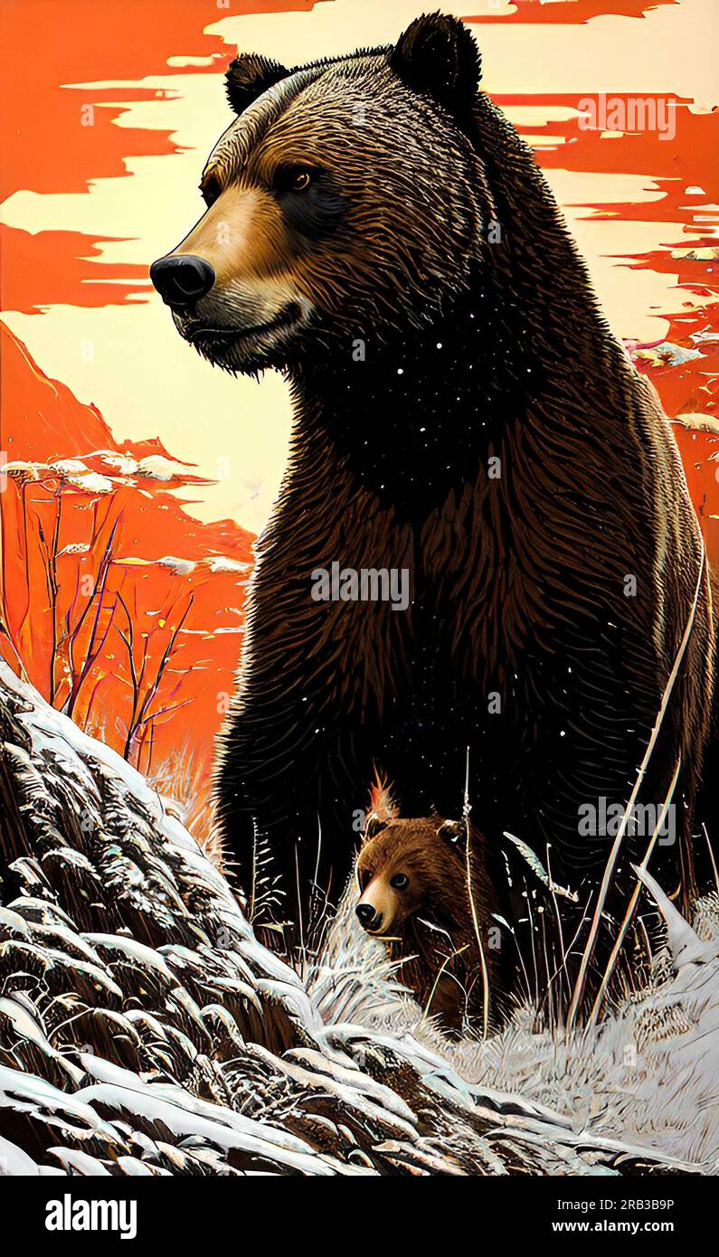 Kodiak Bears Abstract Art