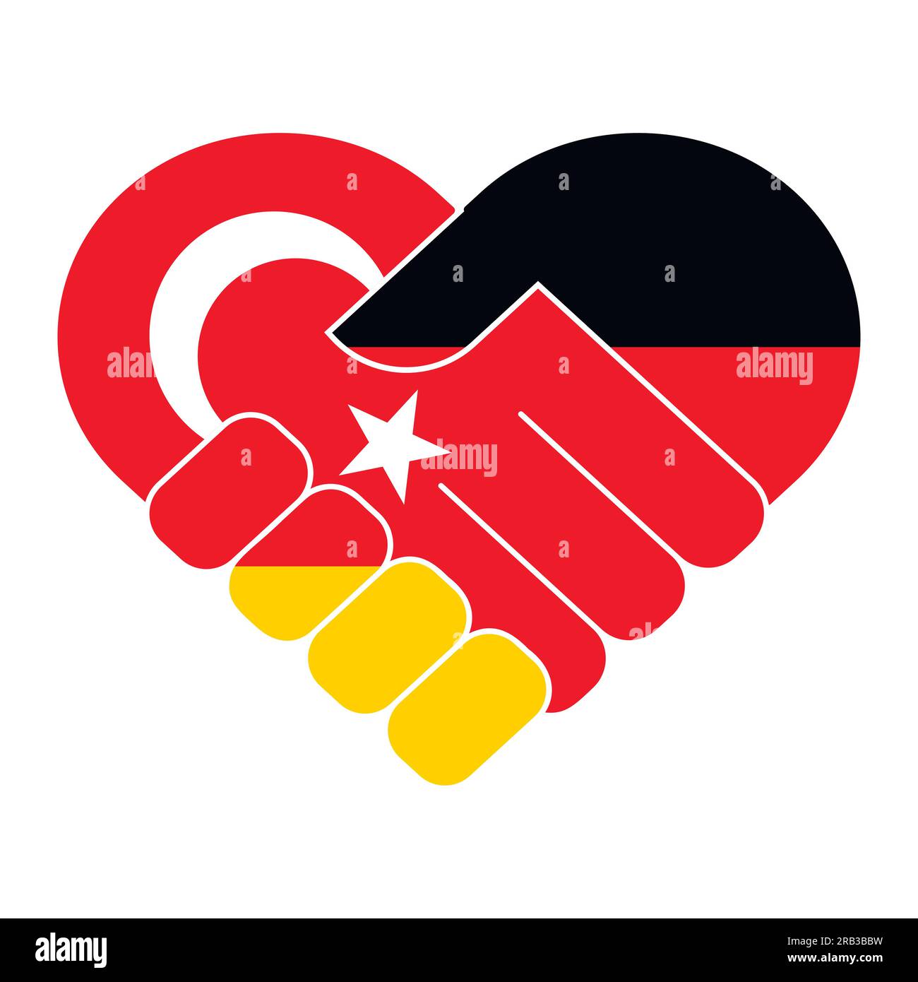 Handshake symbol in the colors of the national flags of Germany and ...