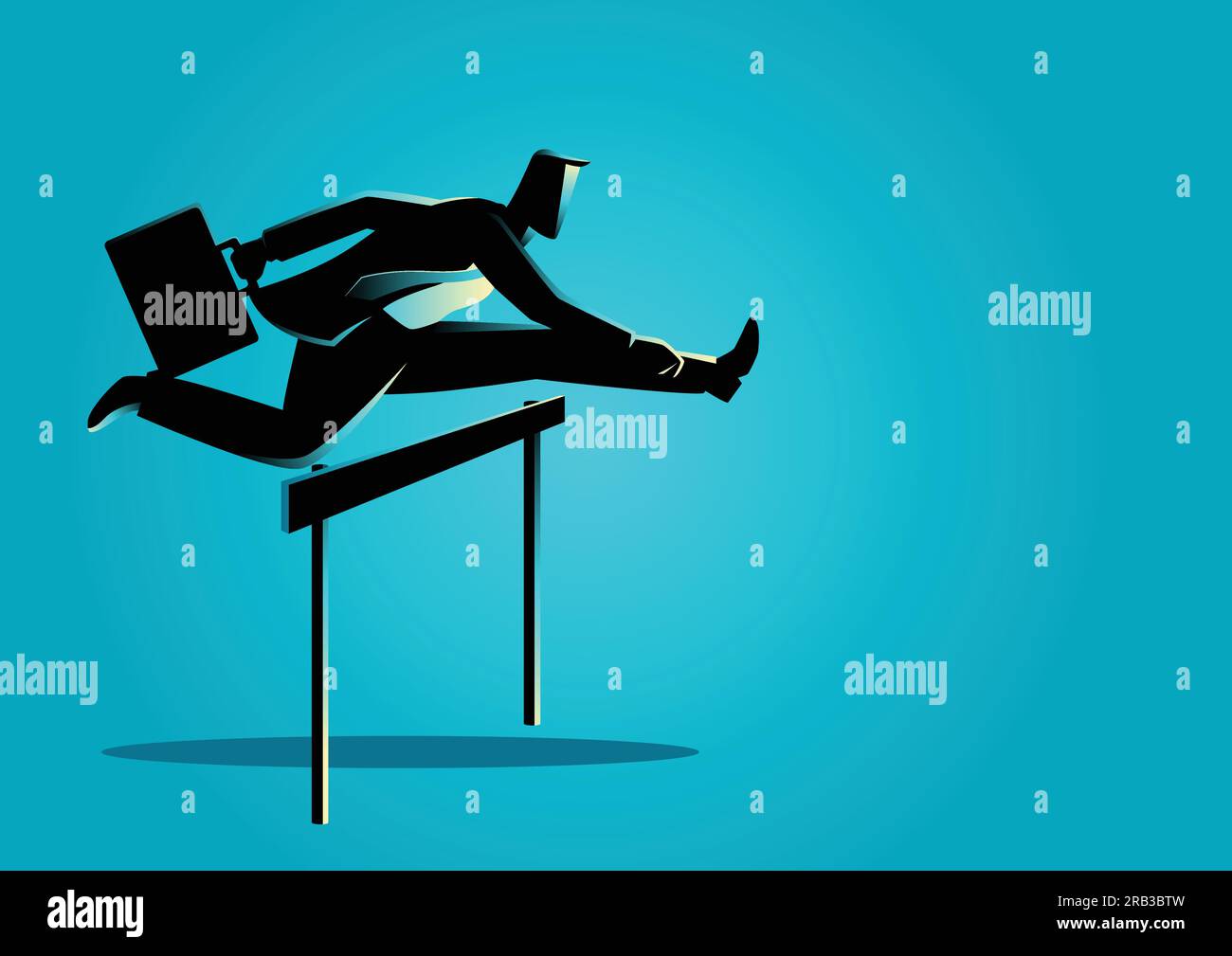 Silhouette illustration of a businessman running with briefcase, business, obstacle, energetic ...