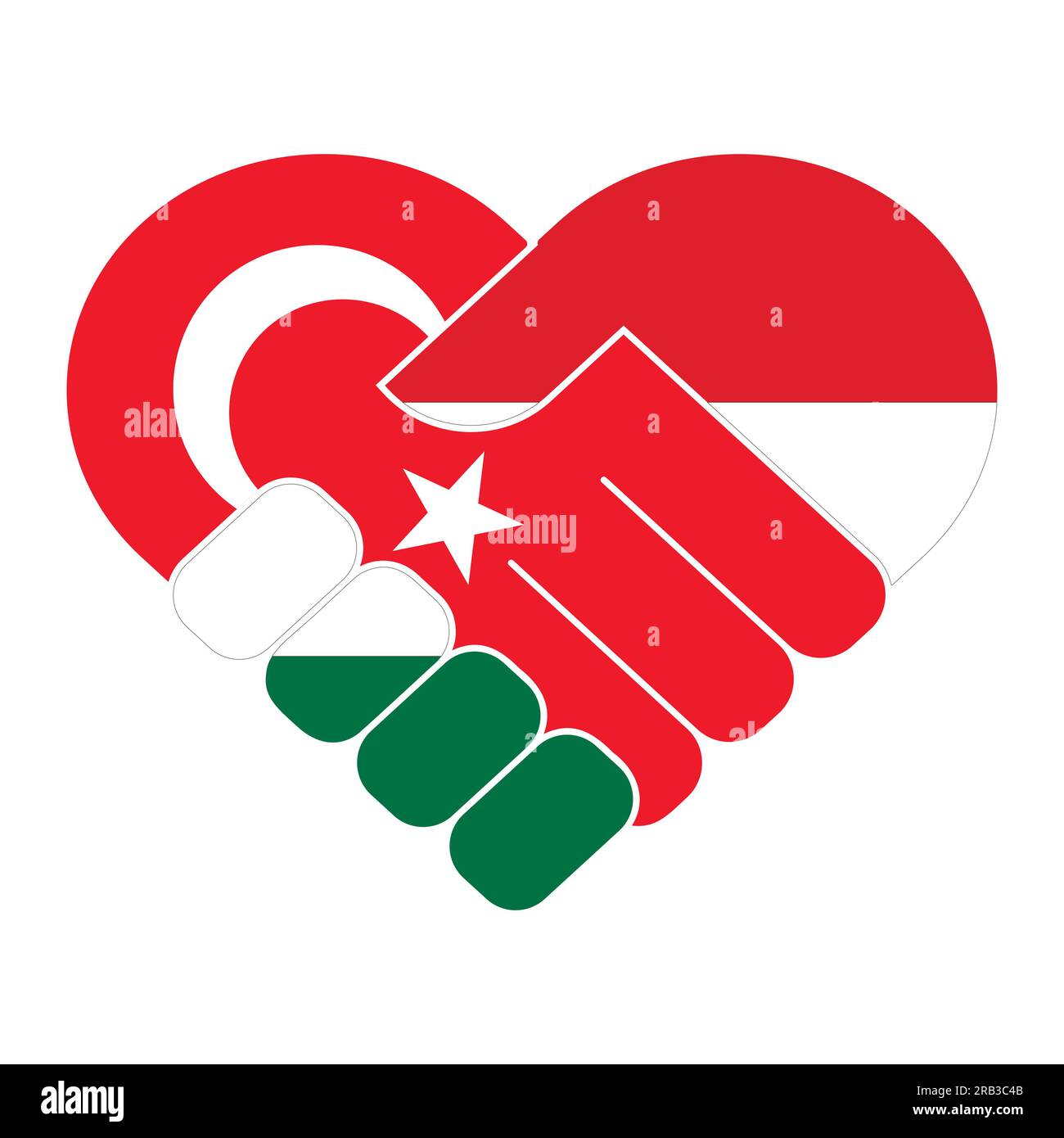 Handshake symbol in the colors of the national flags of Hungary and ...