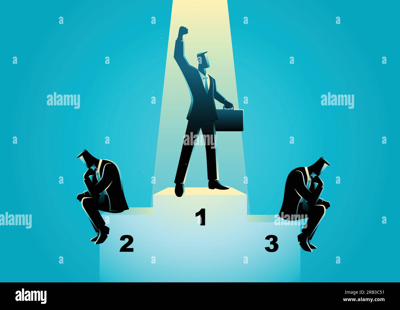 Business concept illustration of businessmen on podium, business ...