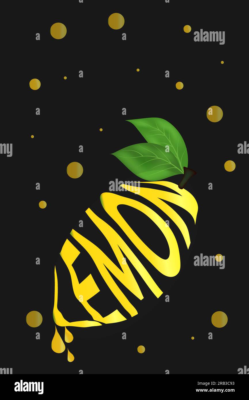 Fresh juicy lemon lettering. Can be used for background, postcard, web ...
