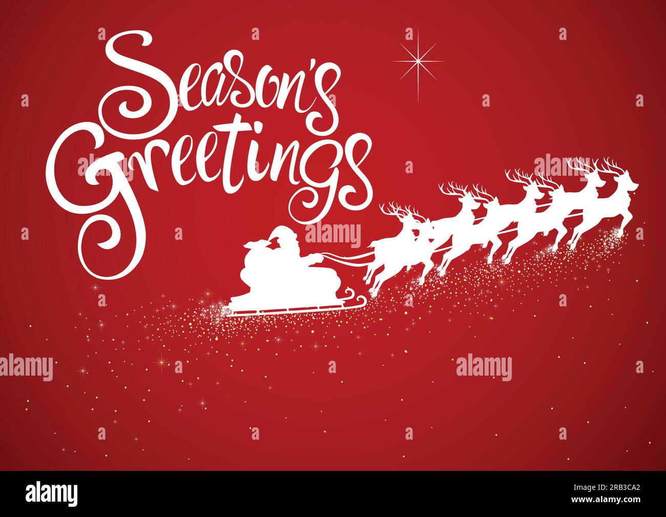 Illustration of Santa on sleigh and his reindeer flying with seasons ...