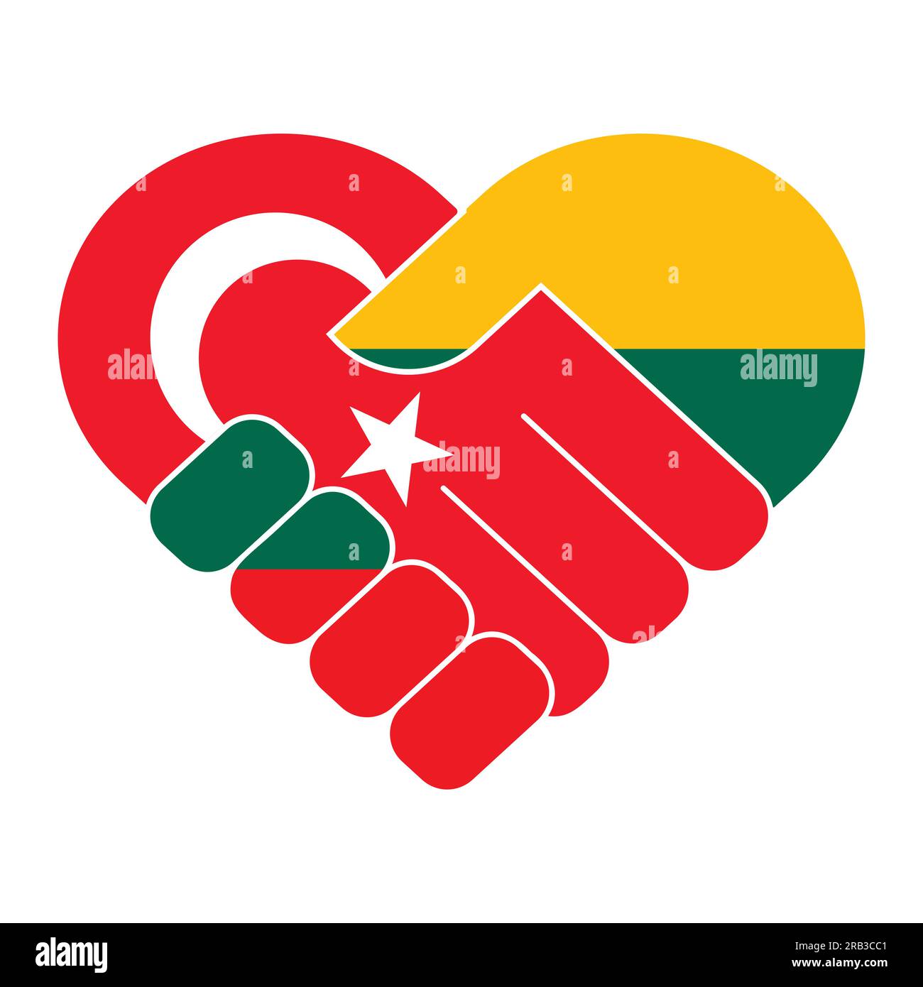 Handshake symbol in the colors of the national flags of Lithuania and ...