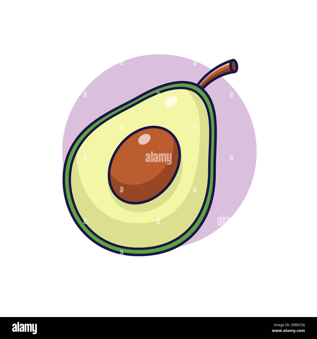 Cute Kawaii cut Avocado icon. Vector hand drawn cartoon illustration ...