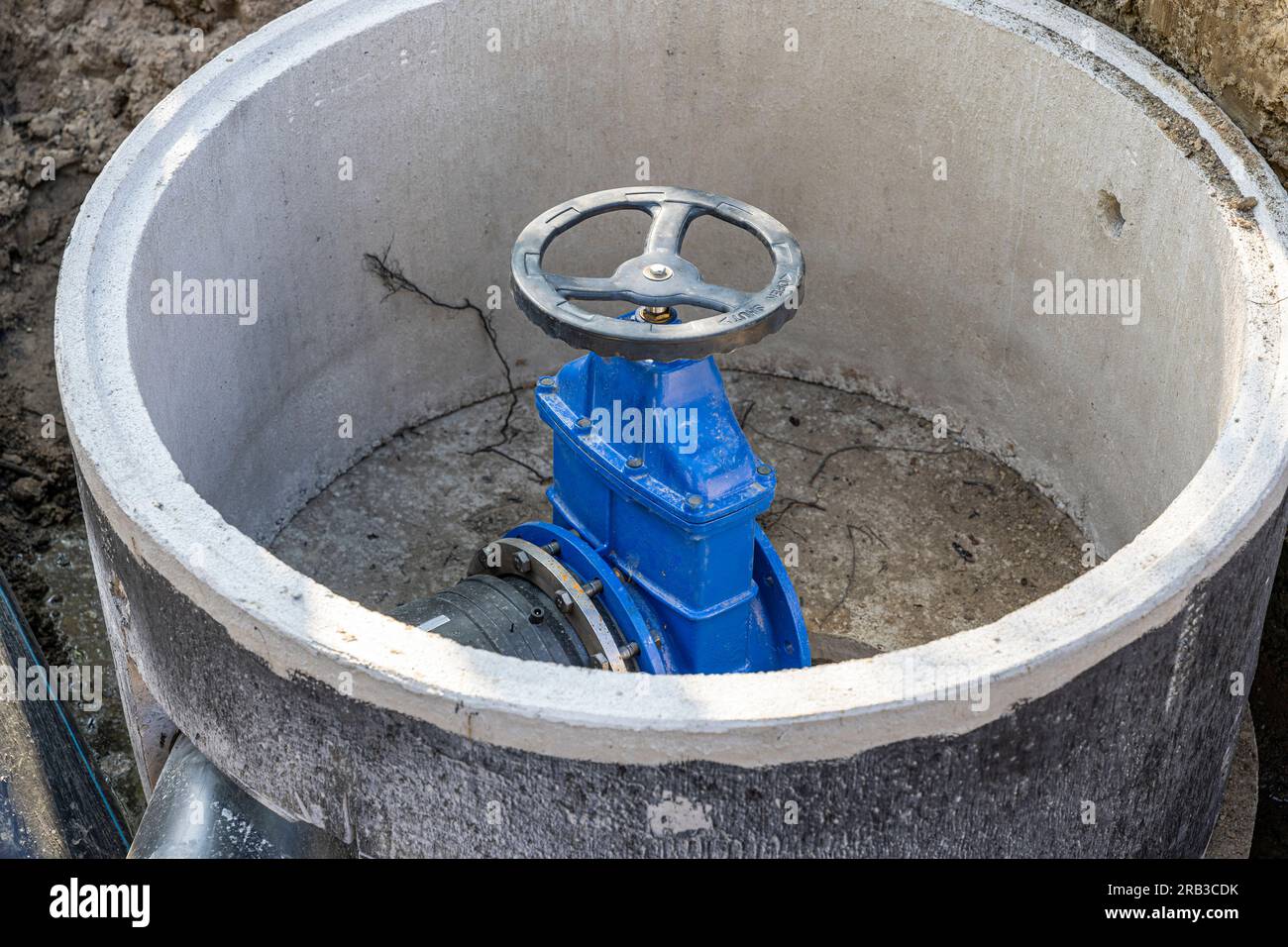 A valve or valve in a valve concrete well of an underground sewer ...
