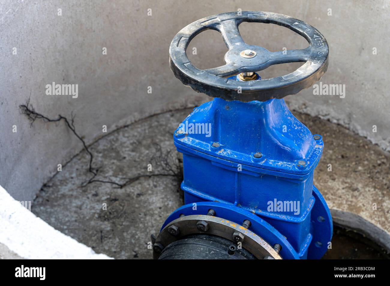A valve or valve in a valve concrete well of an underground sewer ...