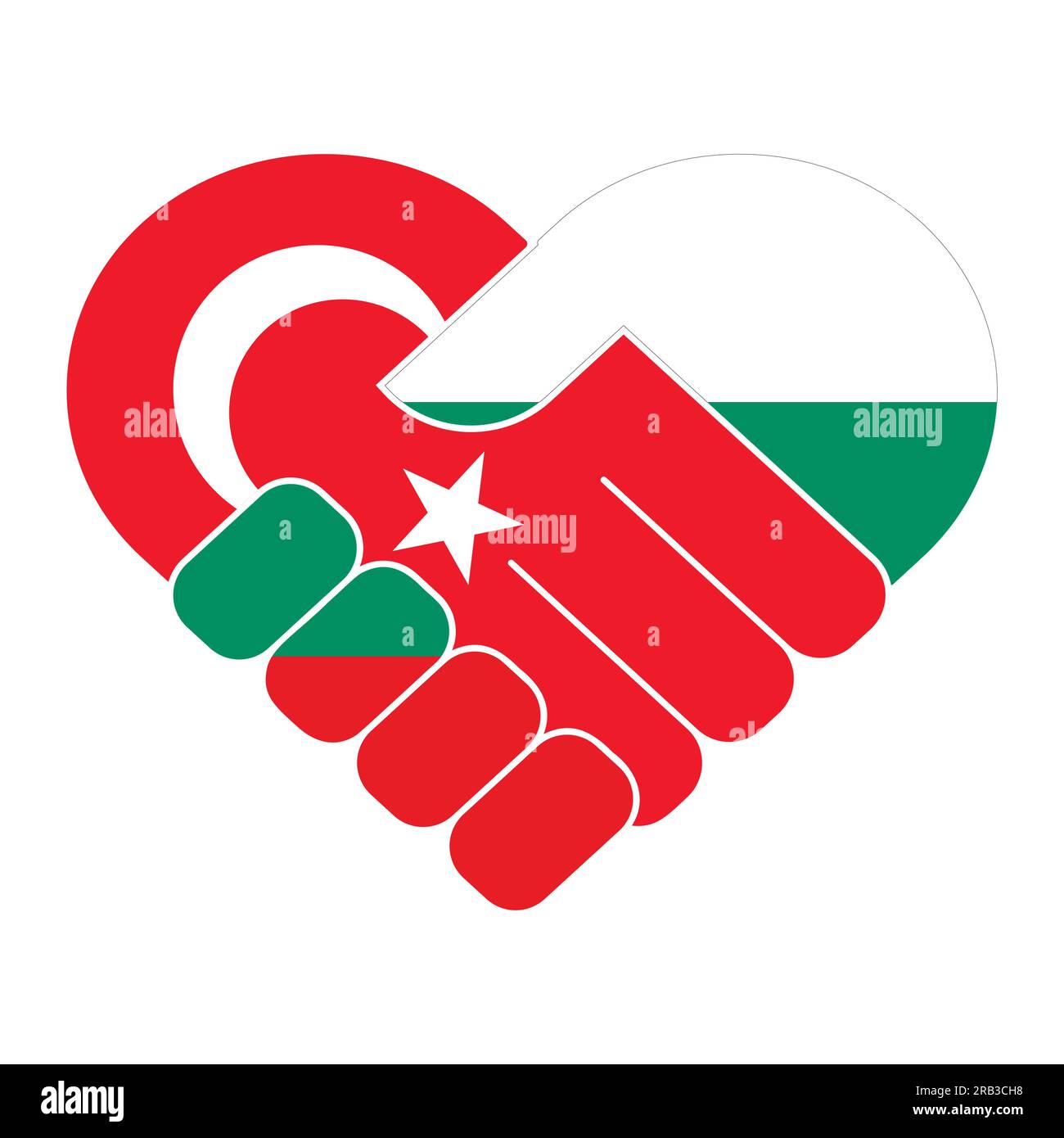 Handshake symbol in the colors of the national flags of Bulgaria and ...