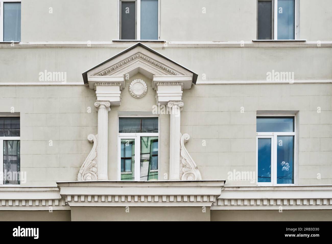 A facade of a residential building built in 1955 in the neoclassical ...