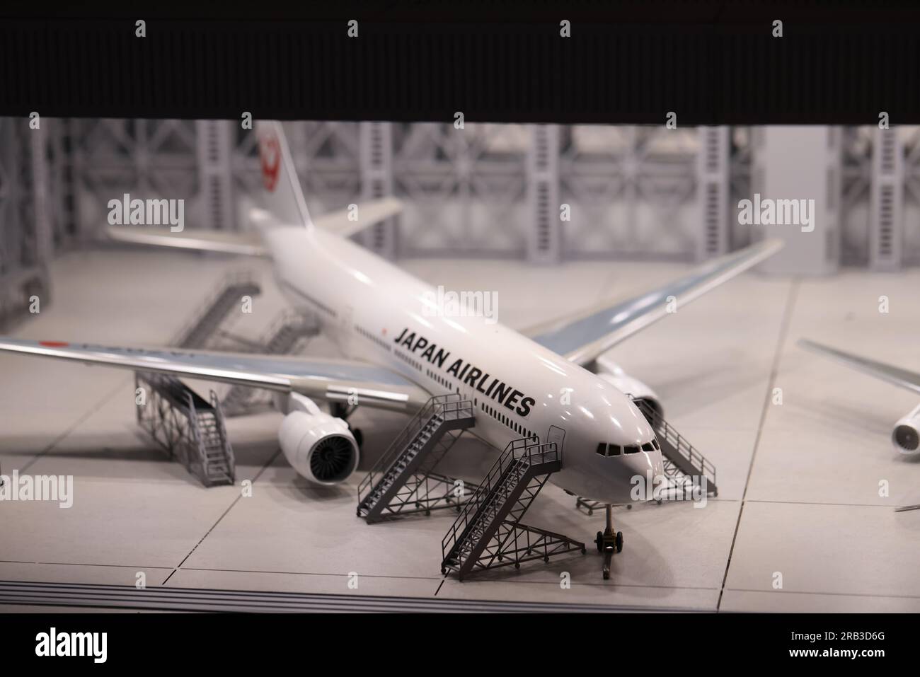Tokyo -May 3 2023:airplane of japan airlines is placed in Small Worlds ...