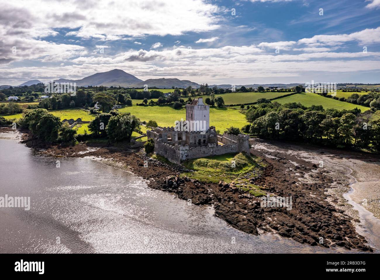 Aerial view of Castle Dow and Sheephaven Bay in Creeslough - County ...