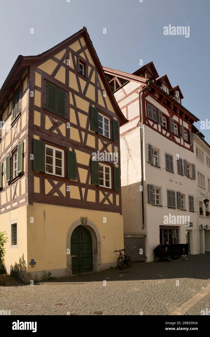 Constance, Germany: historical buildings. Half-timbered houses from the ...