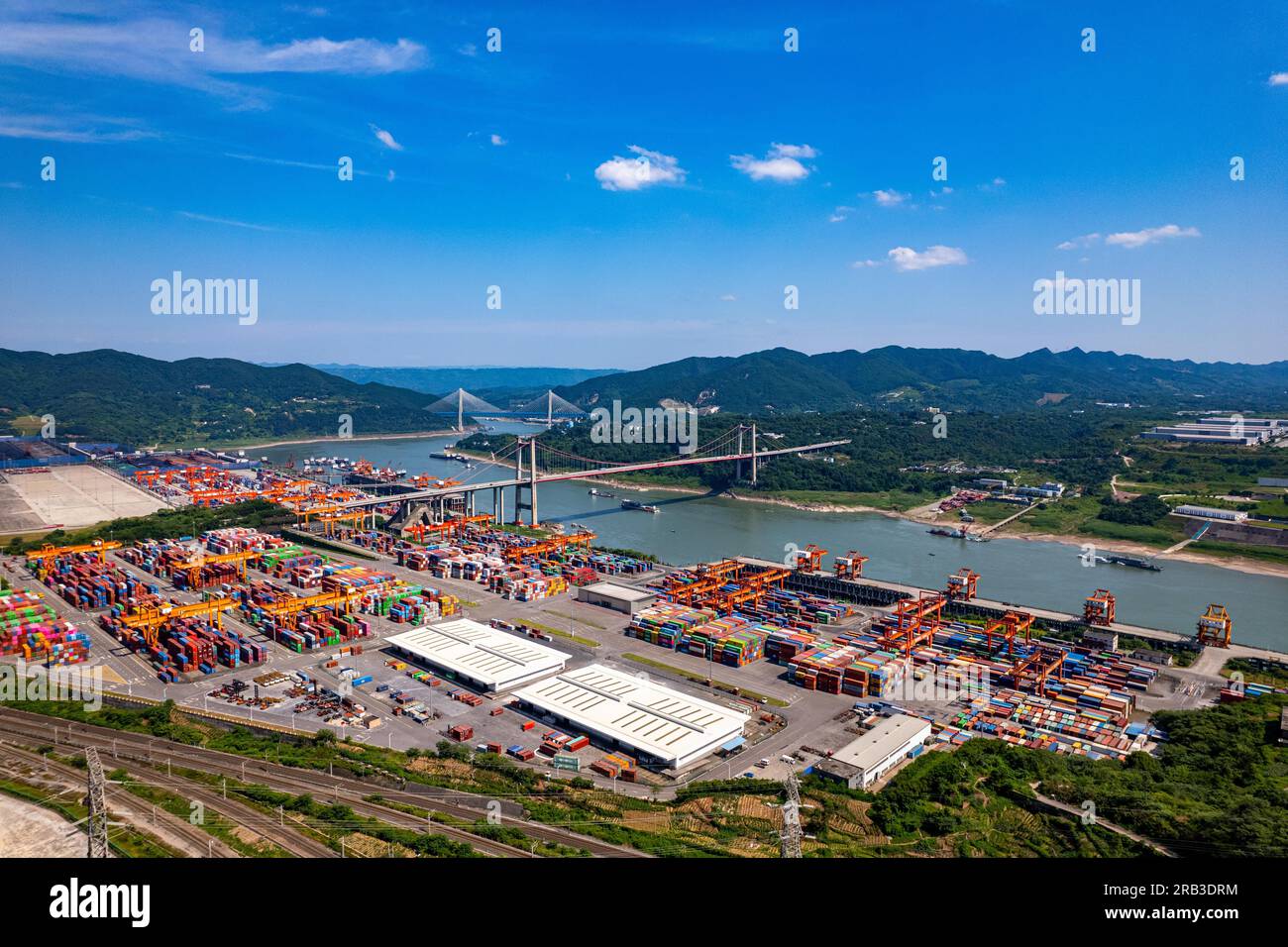 Aerial photo shows the busy Guoyuan Port in Chongqing, China. 4th July, 2023. (Photo by ...