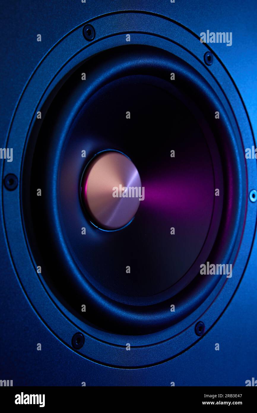 Multimedia acoustic sound speaker with neon lighting. Sound audio ...