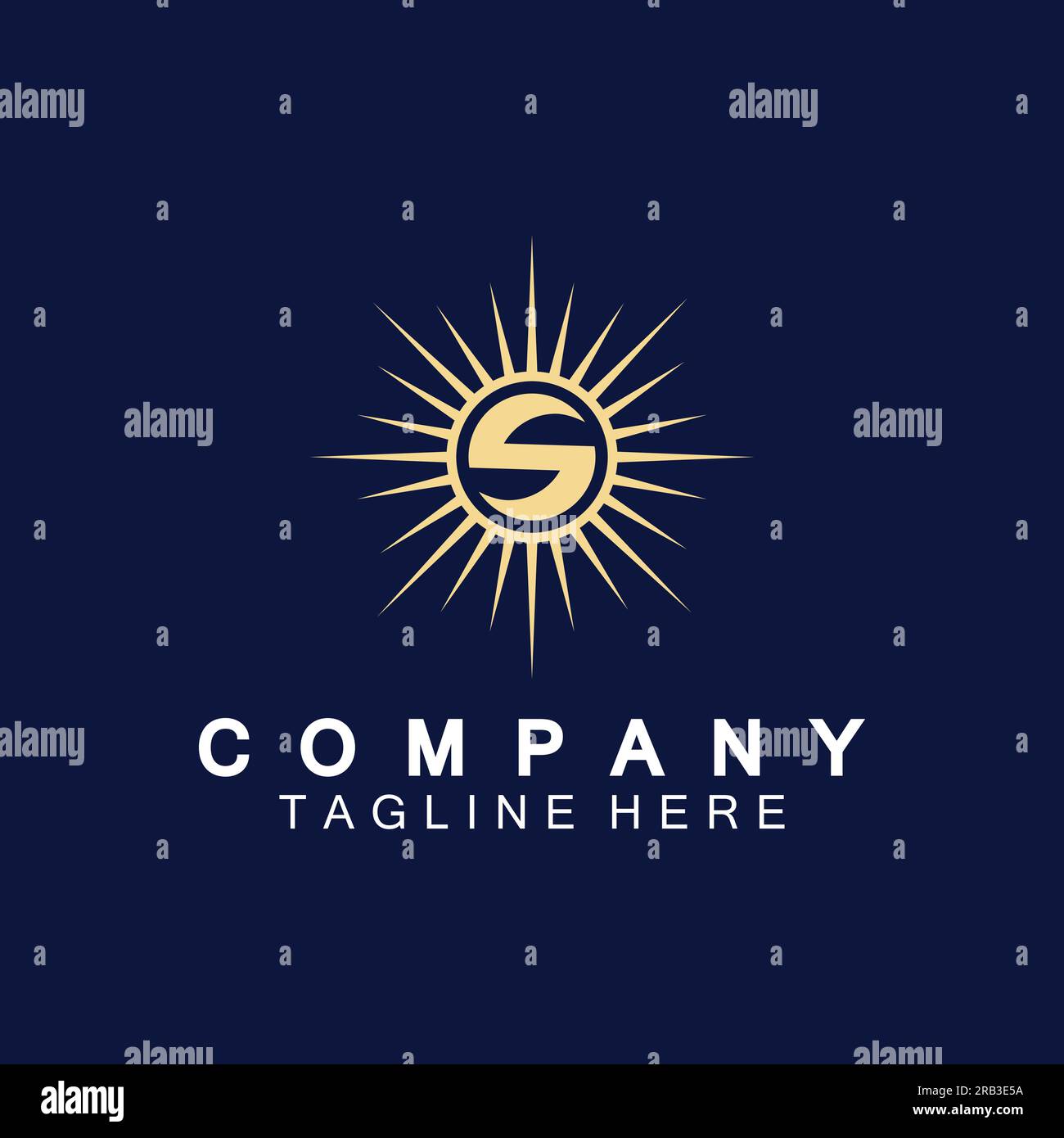 Letter S icon with Sun rays for Sun logo vector design template Stock ...