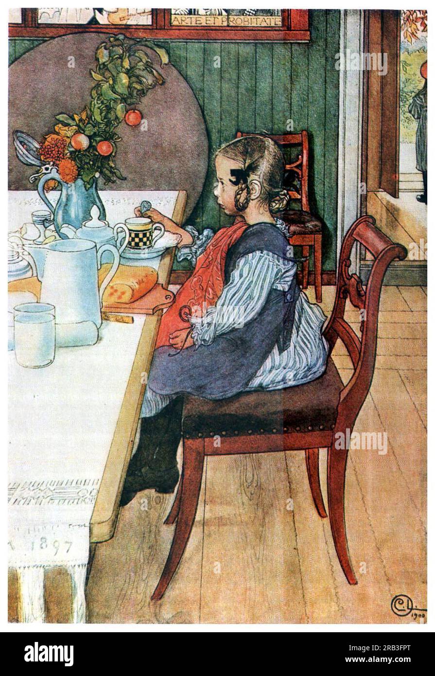 A Late-Riser's Miserable Breakfast 1900; Sweden by Carl Larsson Stock ...