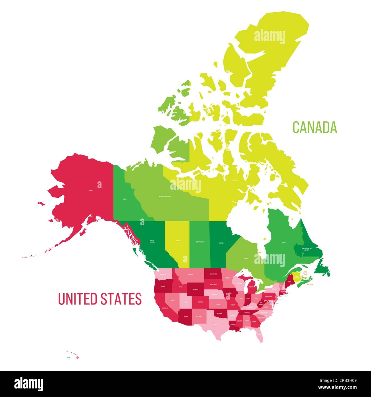 United States and Canada political map of administrative divisions ...