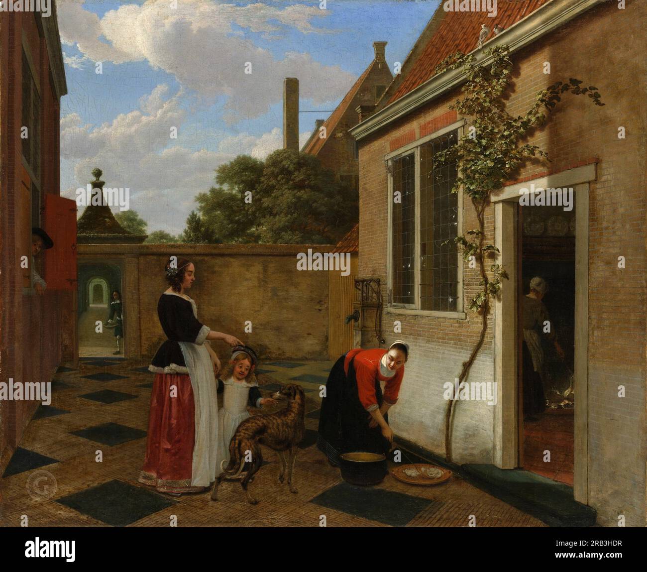 Ludolf de Jongh - Scene in a Courtyard 1660s; Oil on canvas Stock Photo ...