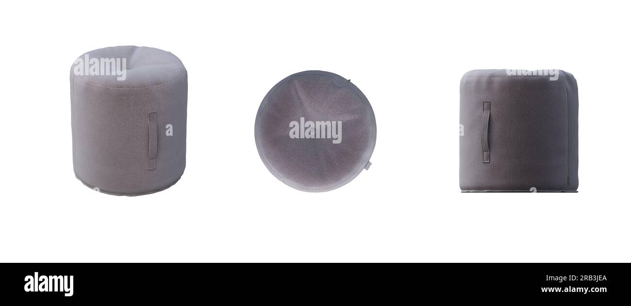 soft pouf isolated on white background, interior furniture, 3D ...