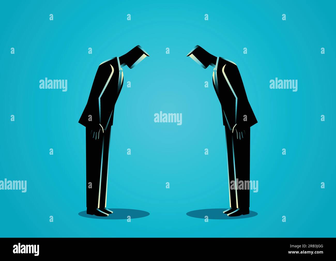 Business concept illustration of a two businessmen bowing to each other ...
