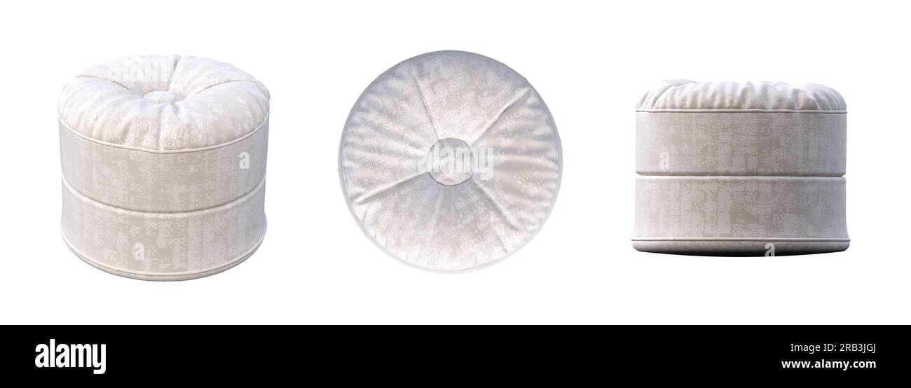 soft pouf isolated on white background, interior furniture, 3D ...