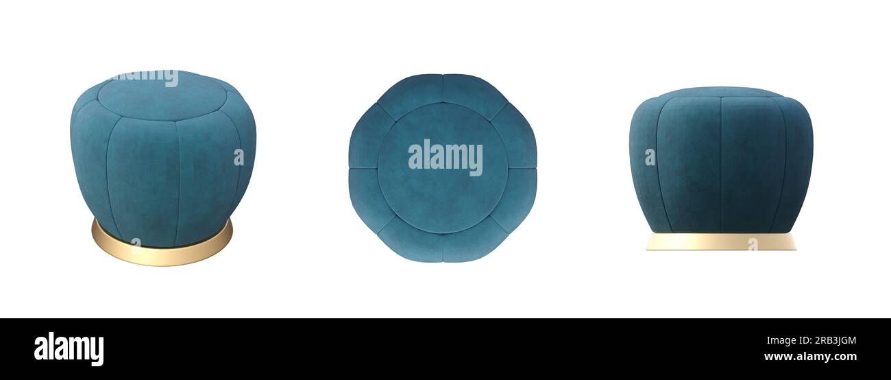 soft pouf isolated on white background, interior furniture, 3D ...