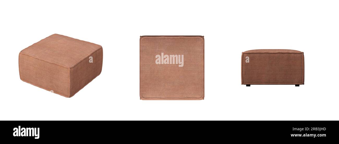 soft pouf isolated on white background, interior furniture, 3D ...