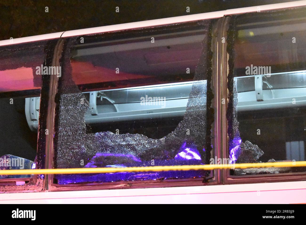 Manhattan, United States. 06th July, 2023. MTA bus damaged in the ...