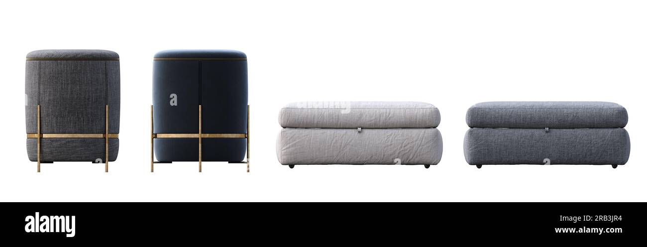 soft pouf isolated on white background, interior furniture, 3D ...