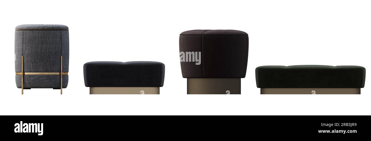 soft pouf isolated on white background, interior furniture, 3D ...