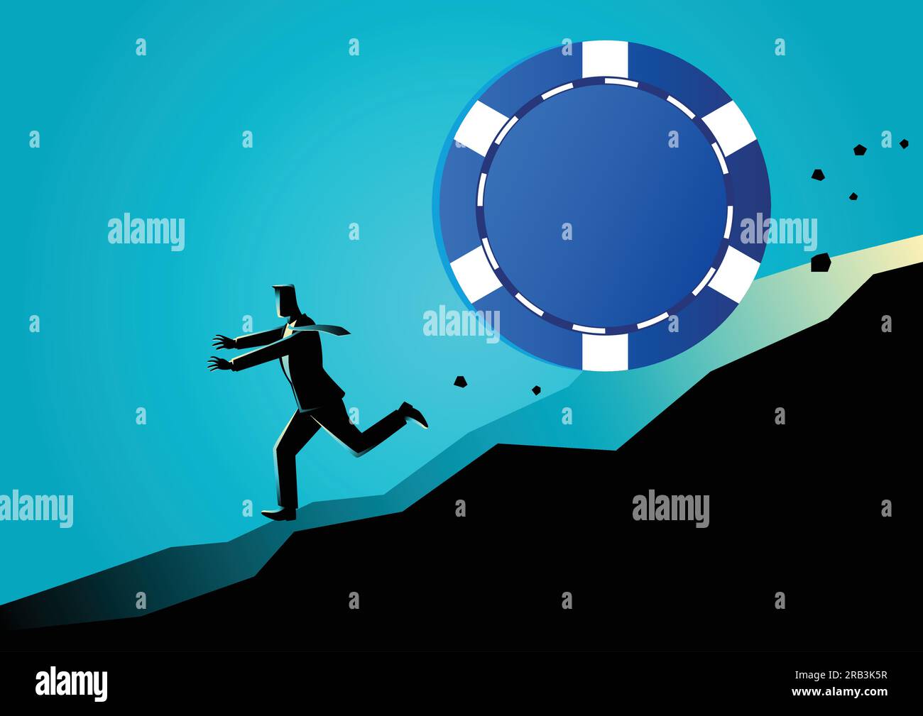 Business concept illustration of a businessman running away from big ...