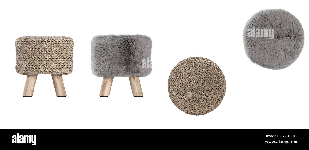 soft pouf isolated on white background, interior furniture, 3D ...