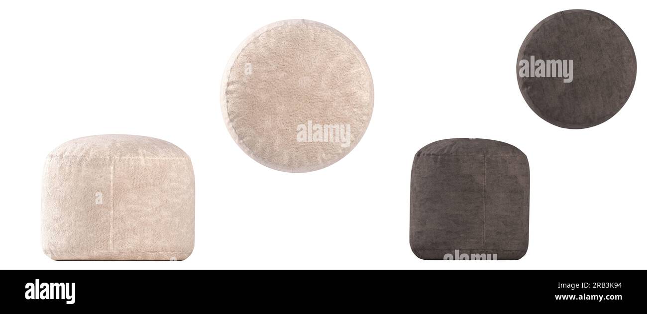 soft pouf isolated on white background, interior furniture, 3D ...