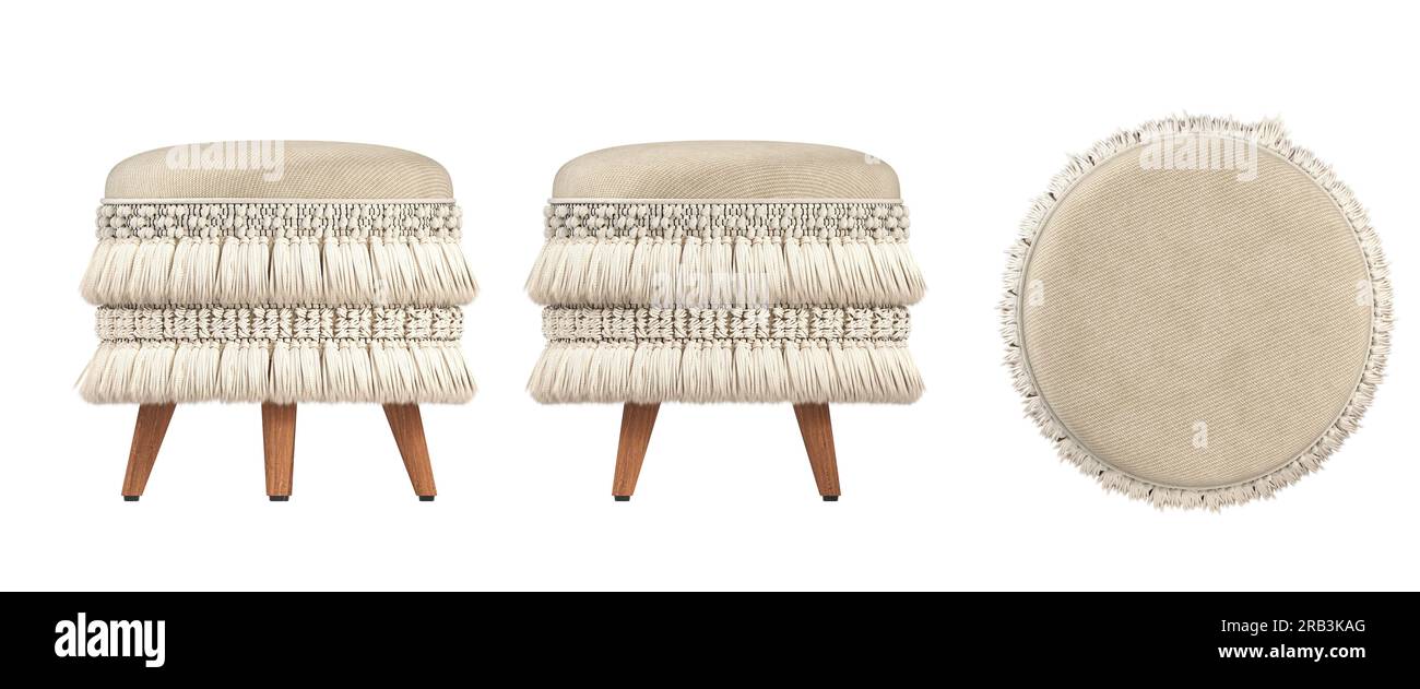 soft pouf isolated on white background, interior furniture, 3D ...