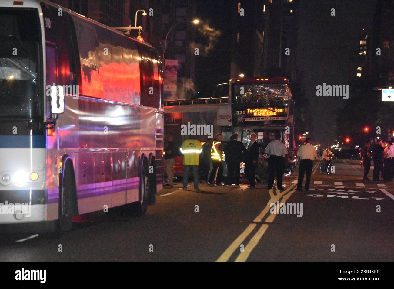 Manhattan, United States. 06th July, 2023. MTA bus and double decker ...