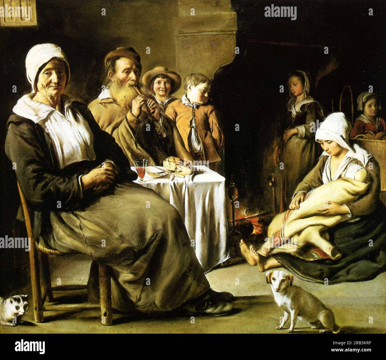 The Family Meal 1642; Paris, France by Le Nain brothers Stock Photo - Alamy