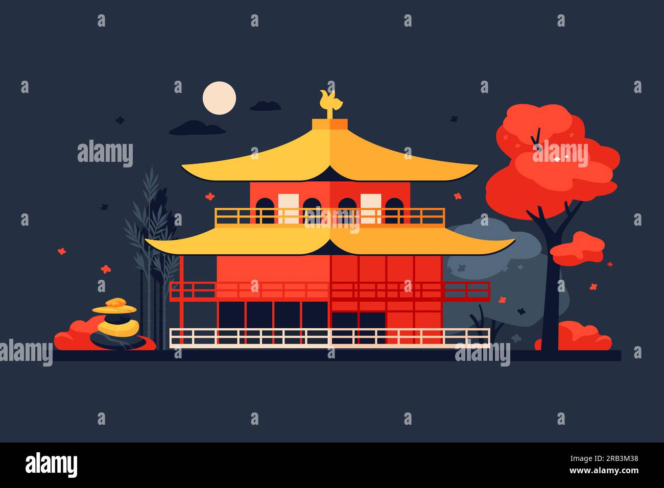 Japan night building design architecture modern Stock Vector Images - Alamy